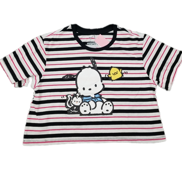 Tops | Pochacco Striped Crop Top Tshirt | Poshmark